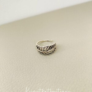 One Leaf Wrap Ring, Silver Leaf Open Band Ring | Adjustable Leaf Ring ...