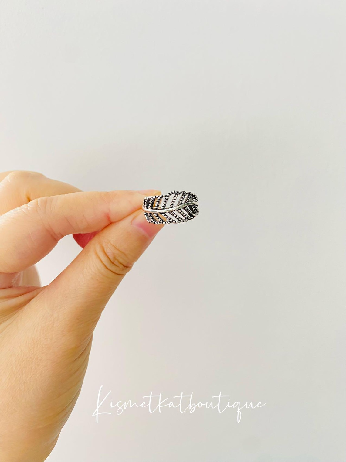 One Leaf Wrap Ring, Silver Leaf Open Band Ring | Adjustable Leaf Ring ...