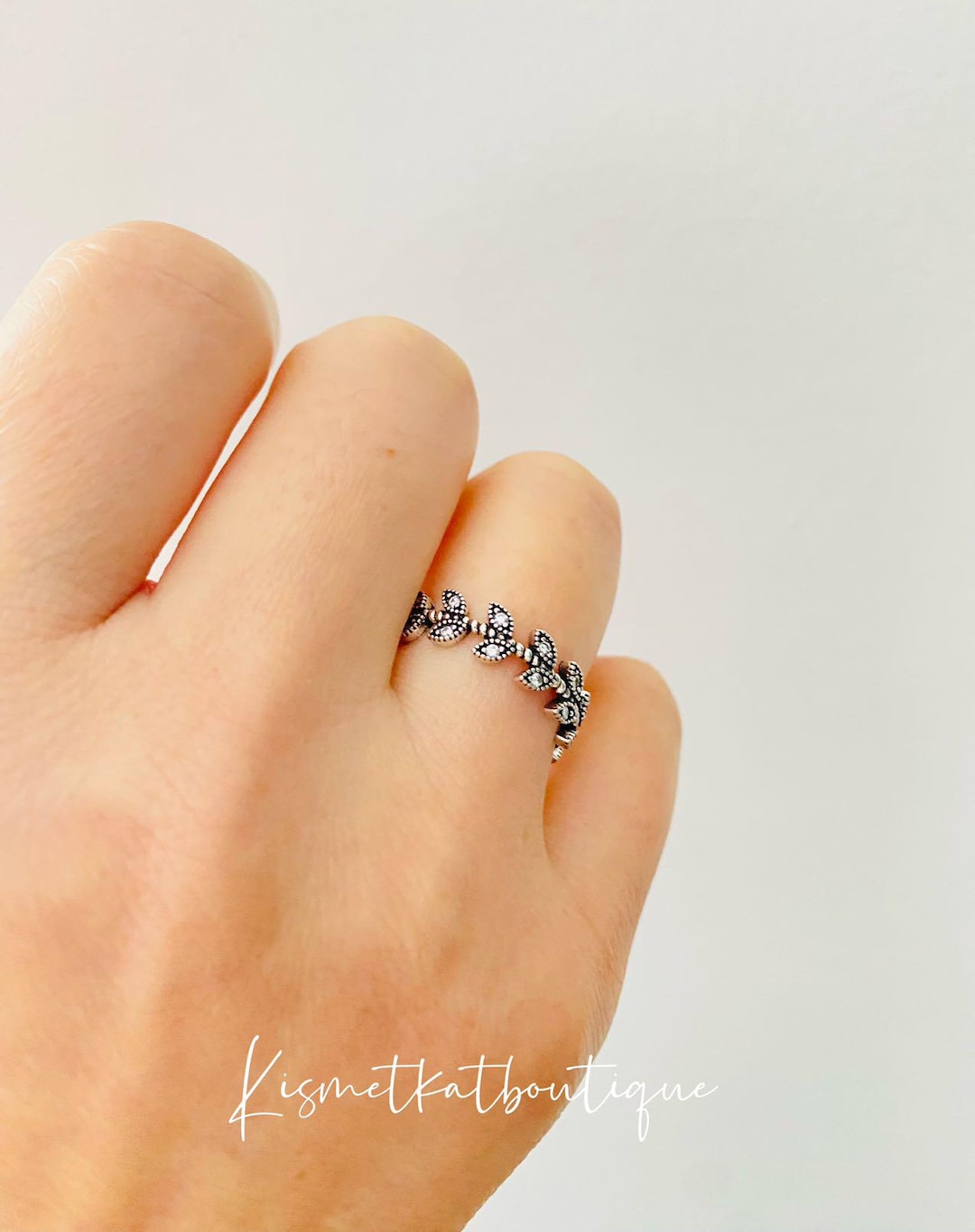 Vintage Blackened Silver Leaf Ring | Adjustable Botanical Ring ...