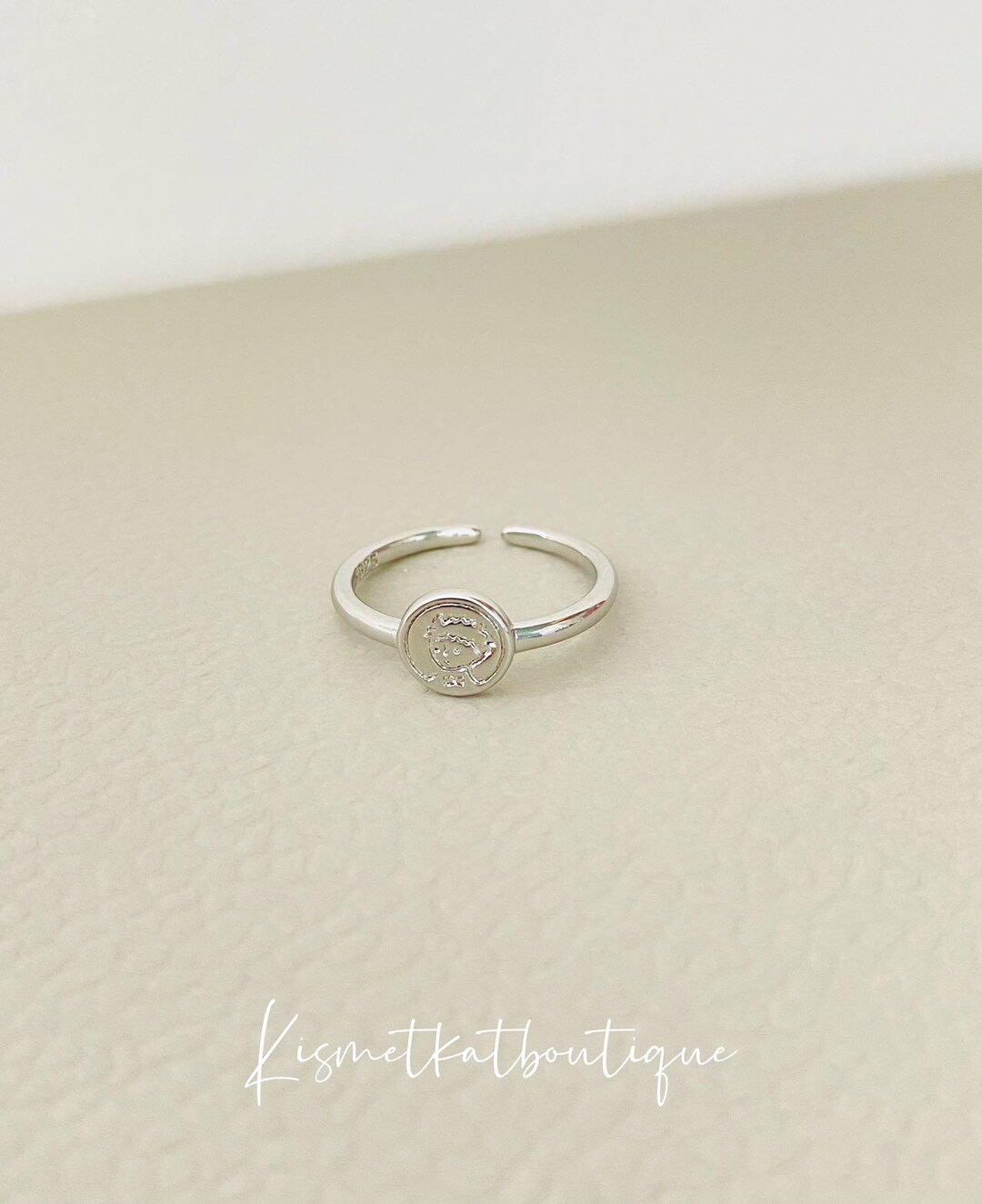 Adorable Little Prince Adjustable Silver Ring, Cute Round Ring for ...