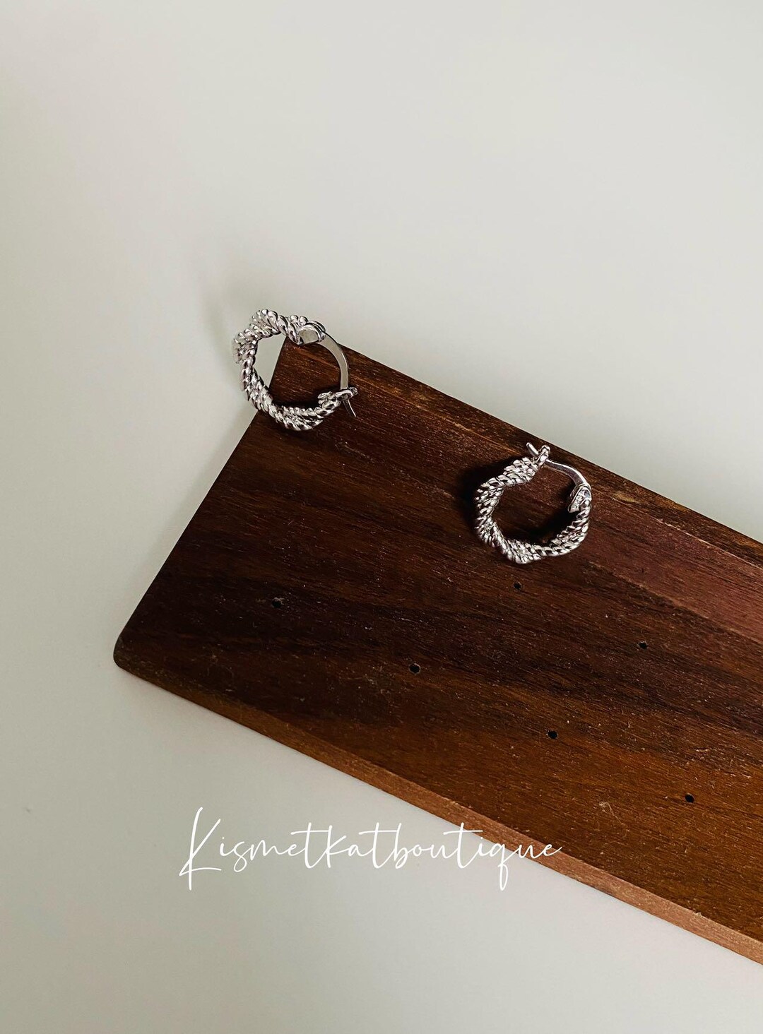 Silver Braided 16mm Hoop Earrings for Women, Simple Twist Huggie Hoops ...