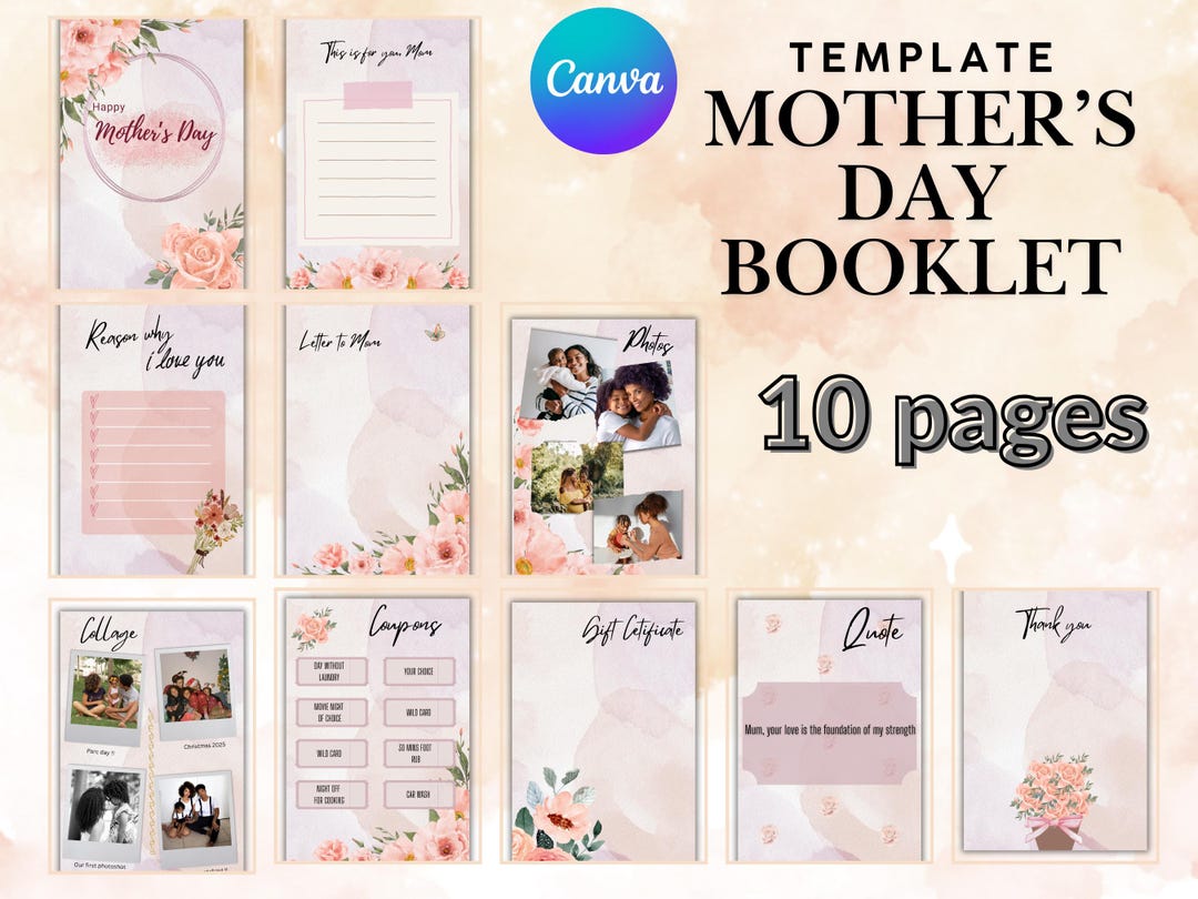 Mothers Day Memory Book Canva Template Gift - Etsy