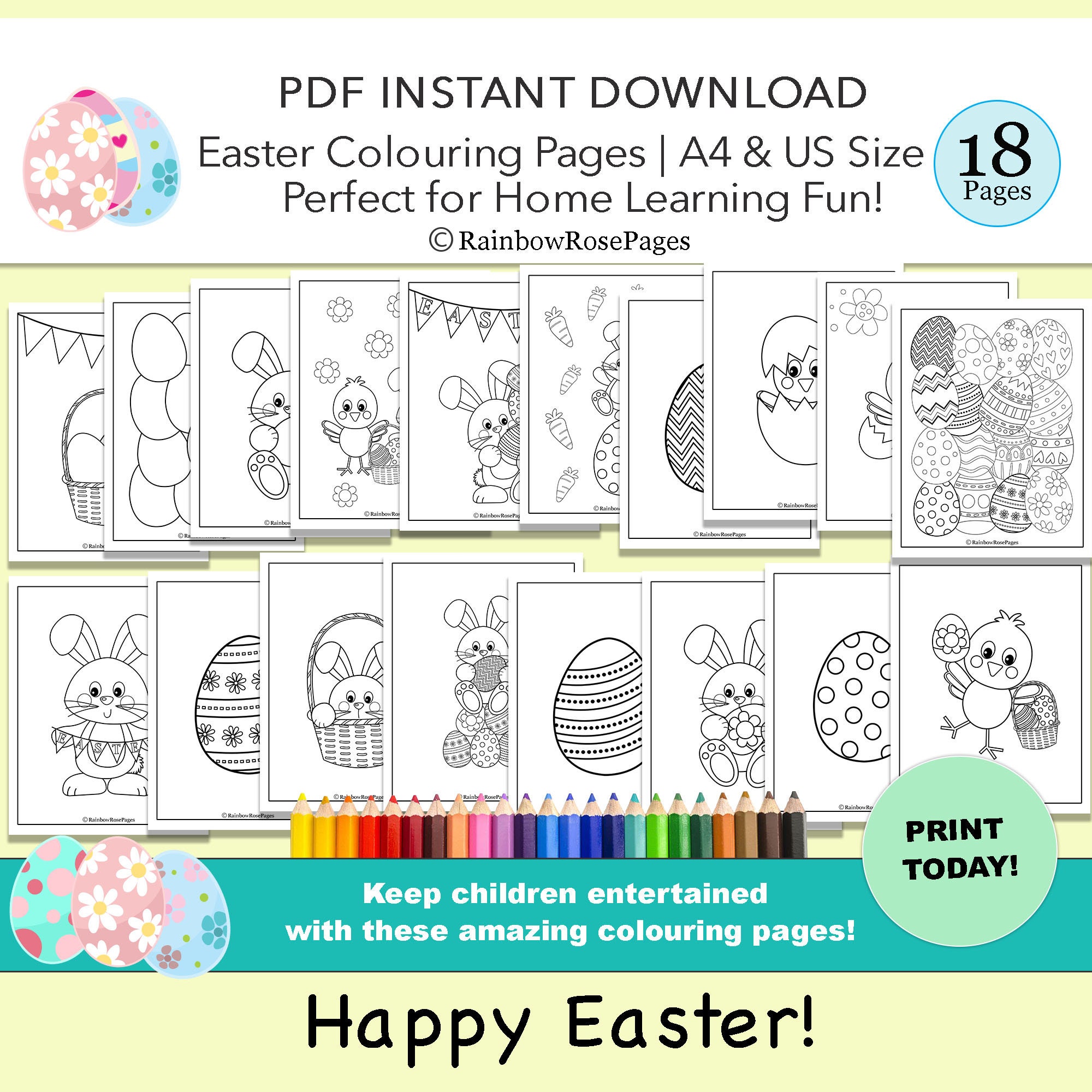 Easter Colouring Pages Easter Activities Easter Craft | Etsy