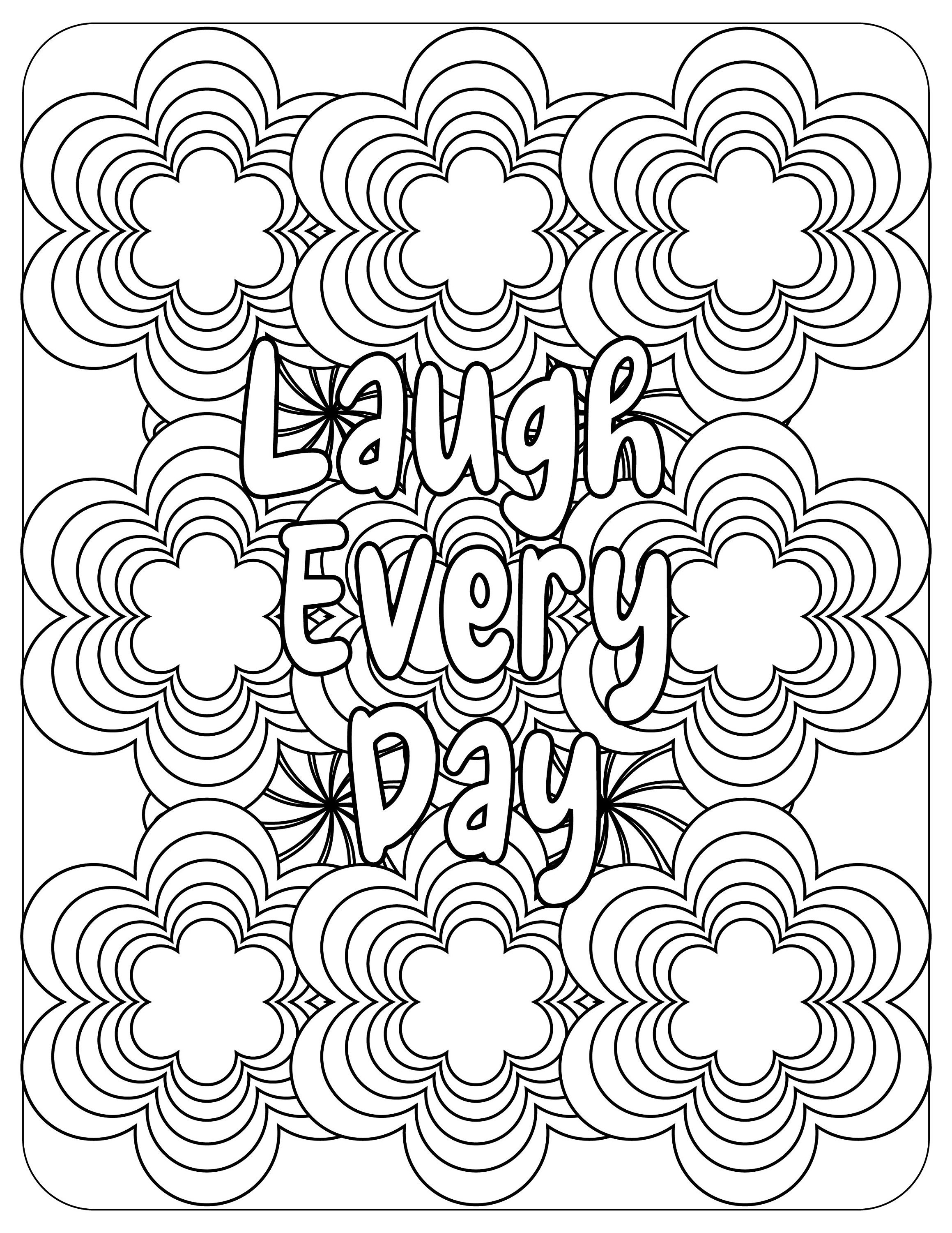 50 Motivational Coloring Pages on A Floral Background of Flowers and ...