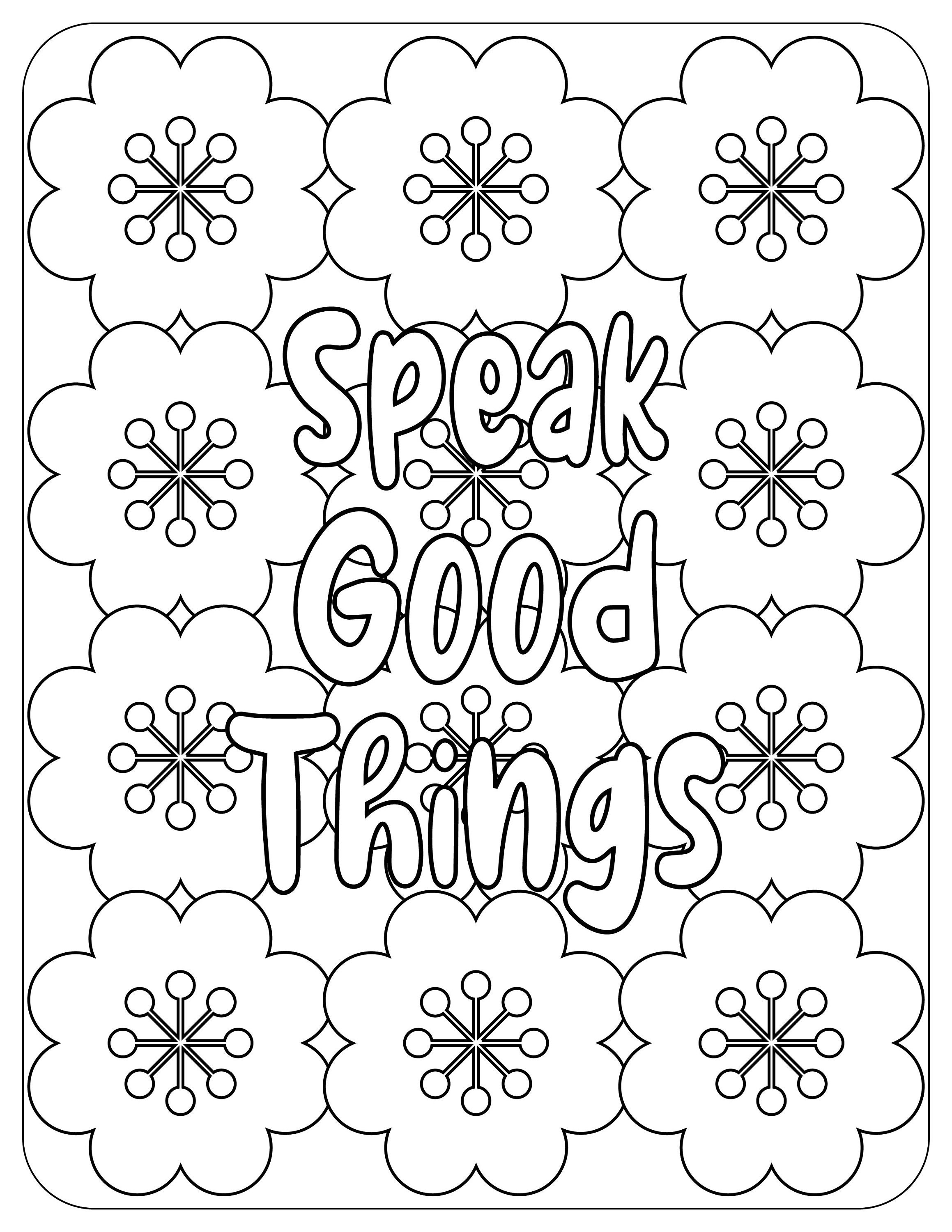 50 Motivational Coloring Pages on A Floral Background of Flowers and ...