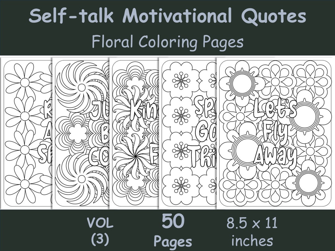 50 Motivational Coloring Pages on A Floral Background of Flowers and ...