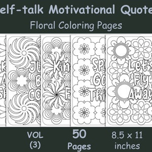 50 Motivational Coloring Pages on A Floral Background of Flowers and ...