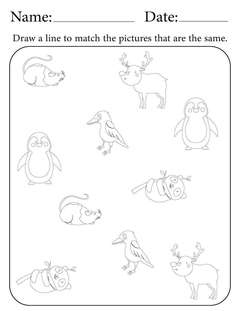 50 Printable Activity Worksheets for Kids Matching the Same - Etsy