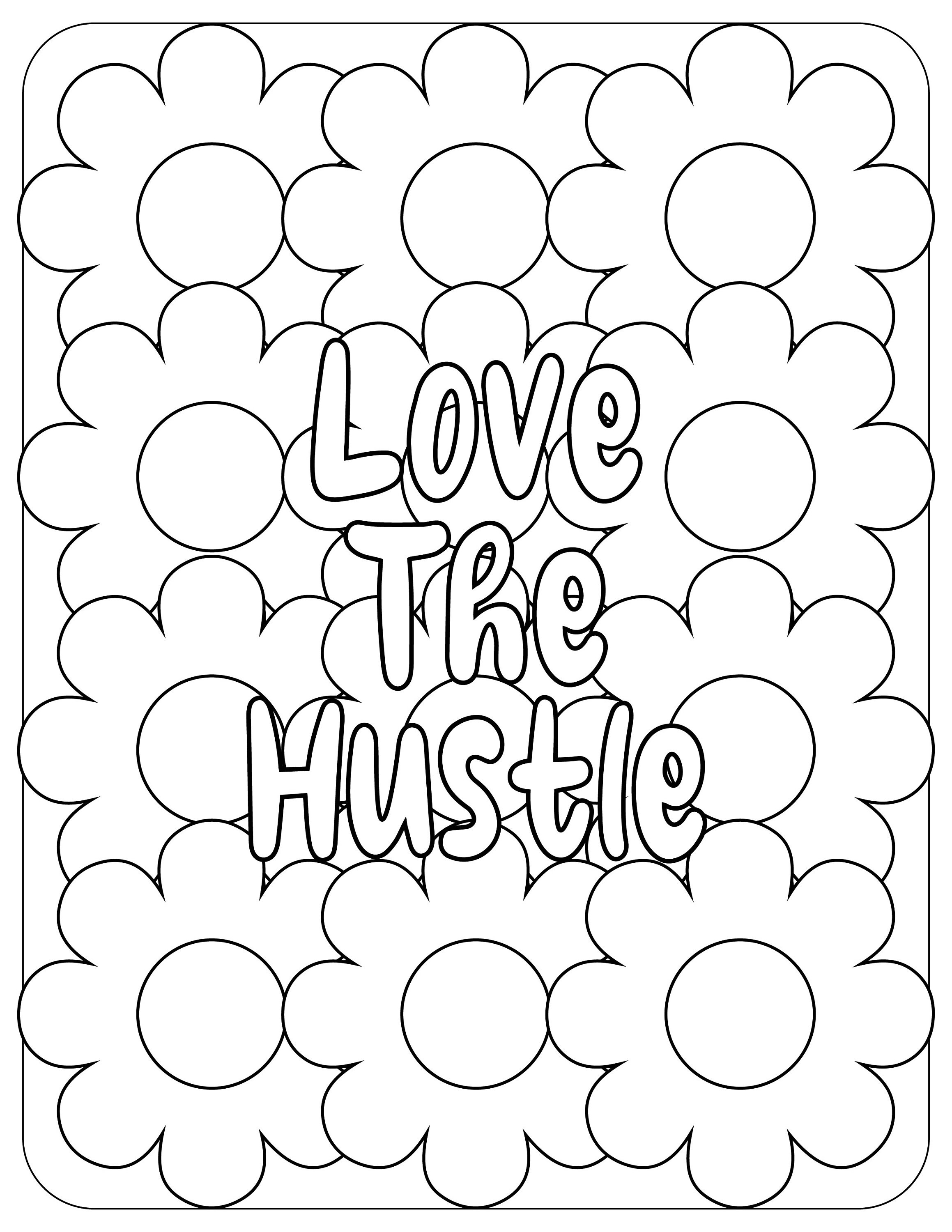 50 Motivational Coloring Pages on A Floral Background of Flowers and ...