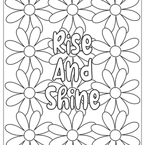 50 Motivational Coloring Pages on A Floral Background of Flowers and ...