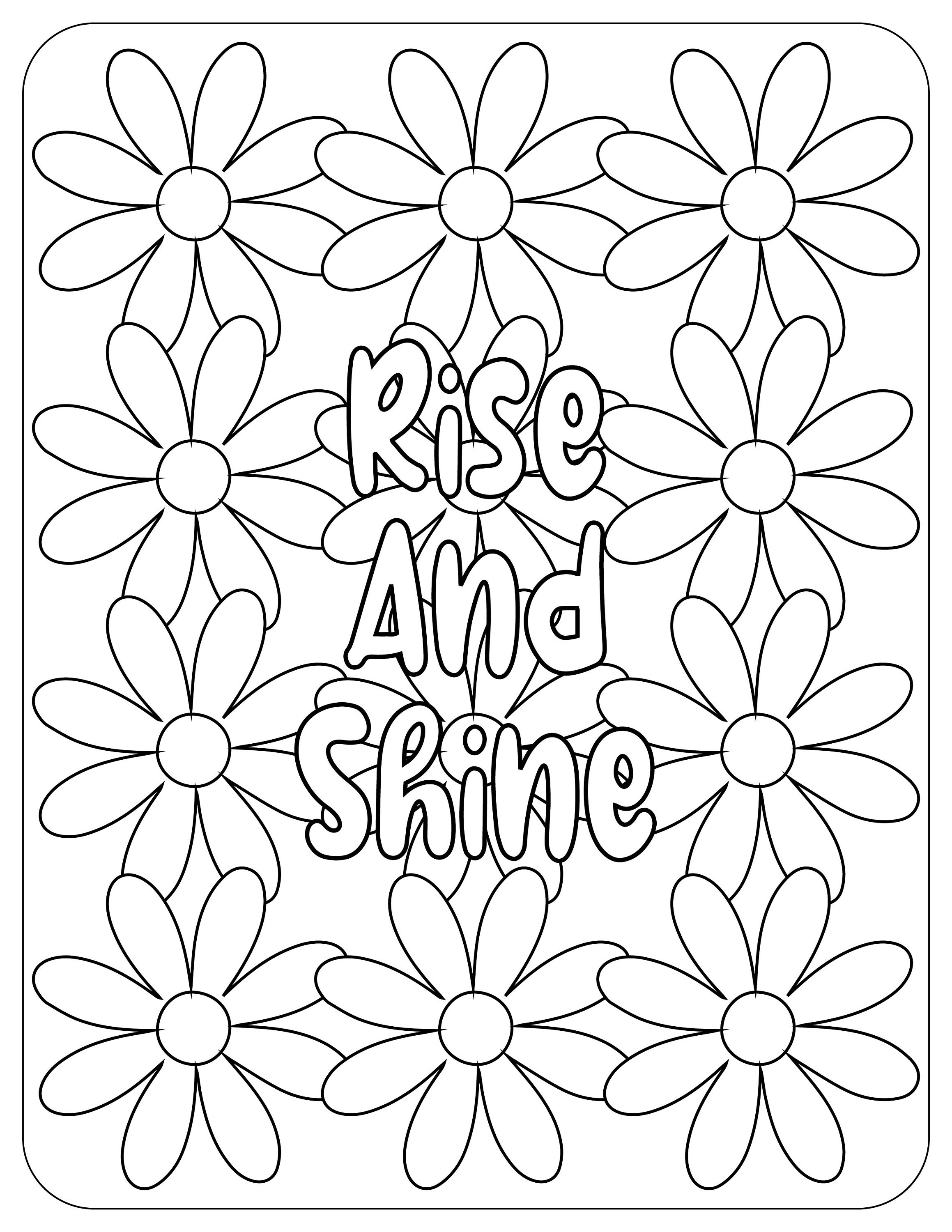 50 Motivational Coloring Pages on A Floral Background of Flowers and ...
