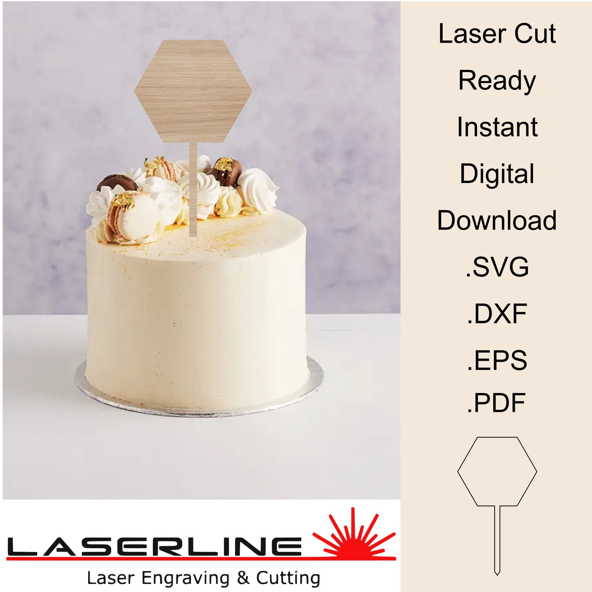 Hexagon Cake Topper SVG | Glowforge Cake Topper Svg | Cake Topper Svg ...