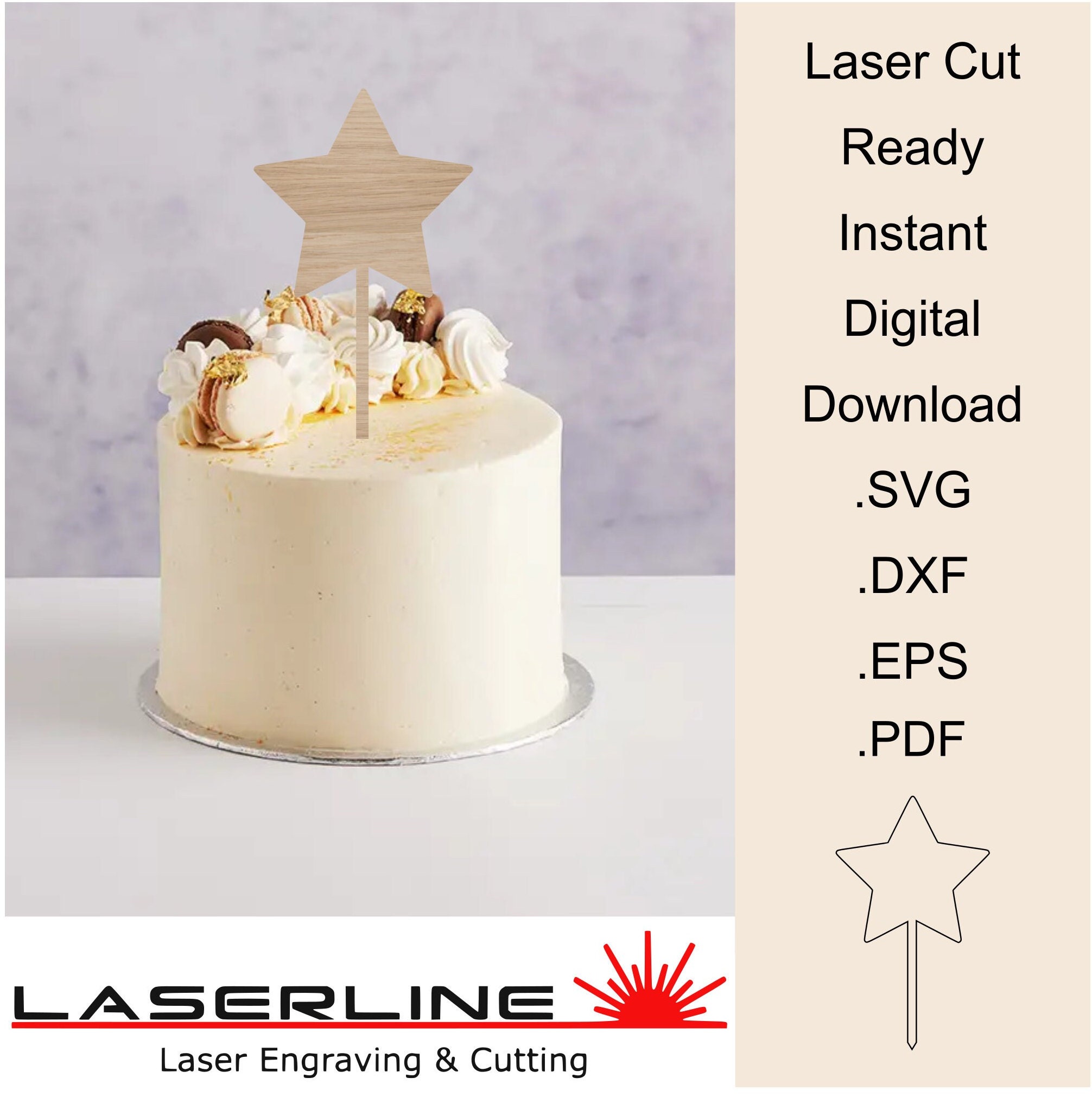 Star Cake Topper SVG Glowforge Cake Topper Svg Cake Topper - Etsy