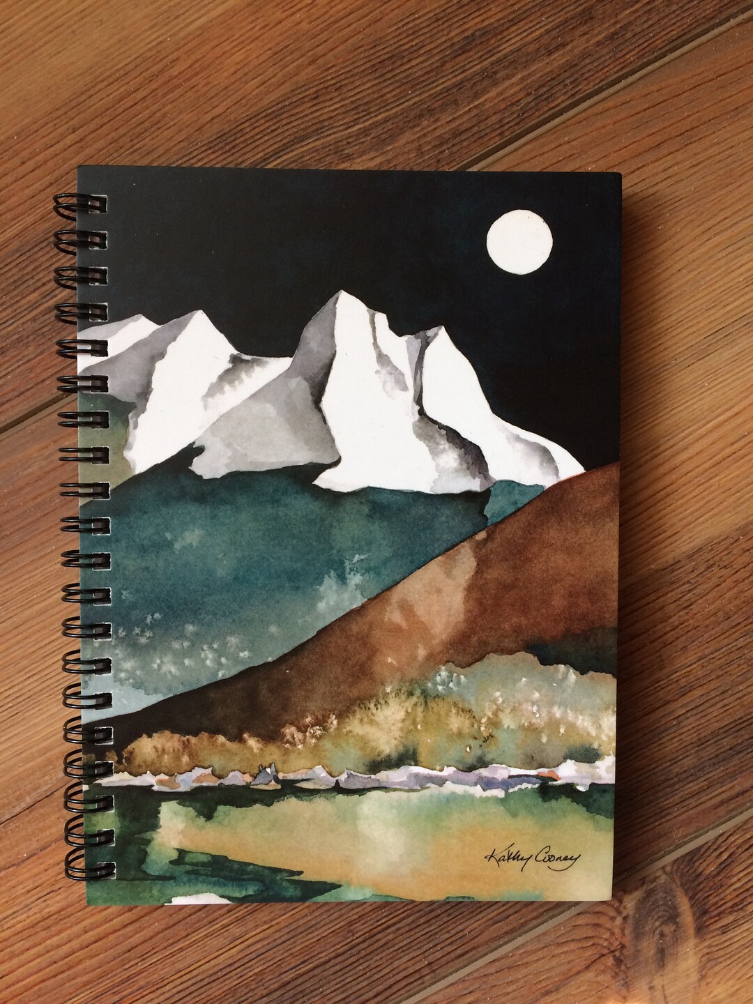 Blank Journal. Mountain Art Doodle Notebook. 5"x7" Spiral Hardcover ...