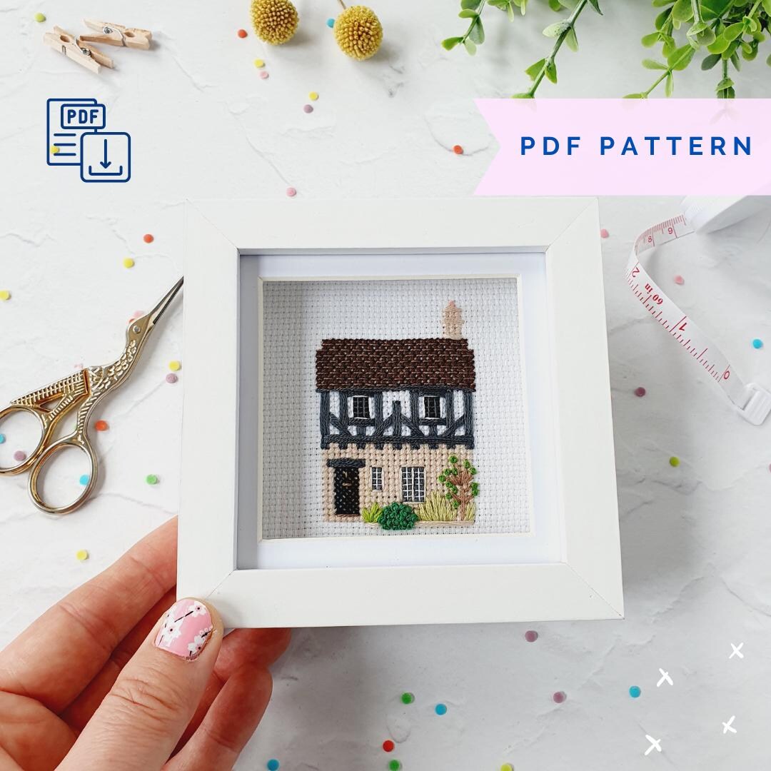 Cotswold Cottage Cross Stitch Pattern - Tudor House DIY (PDF Pattern ...