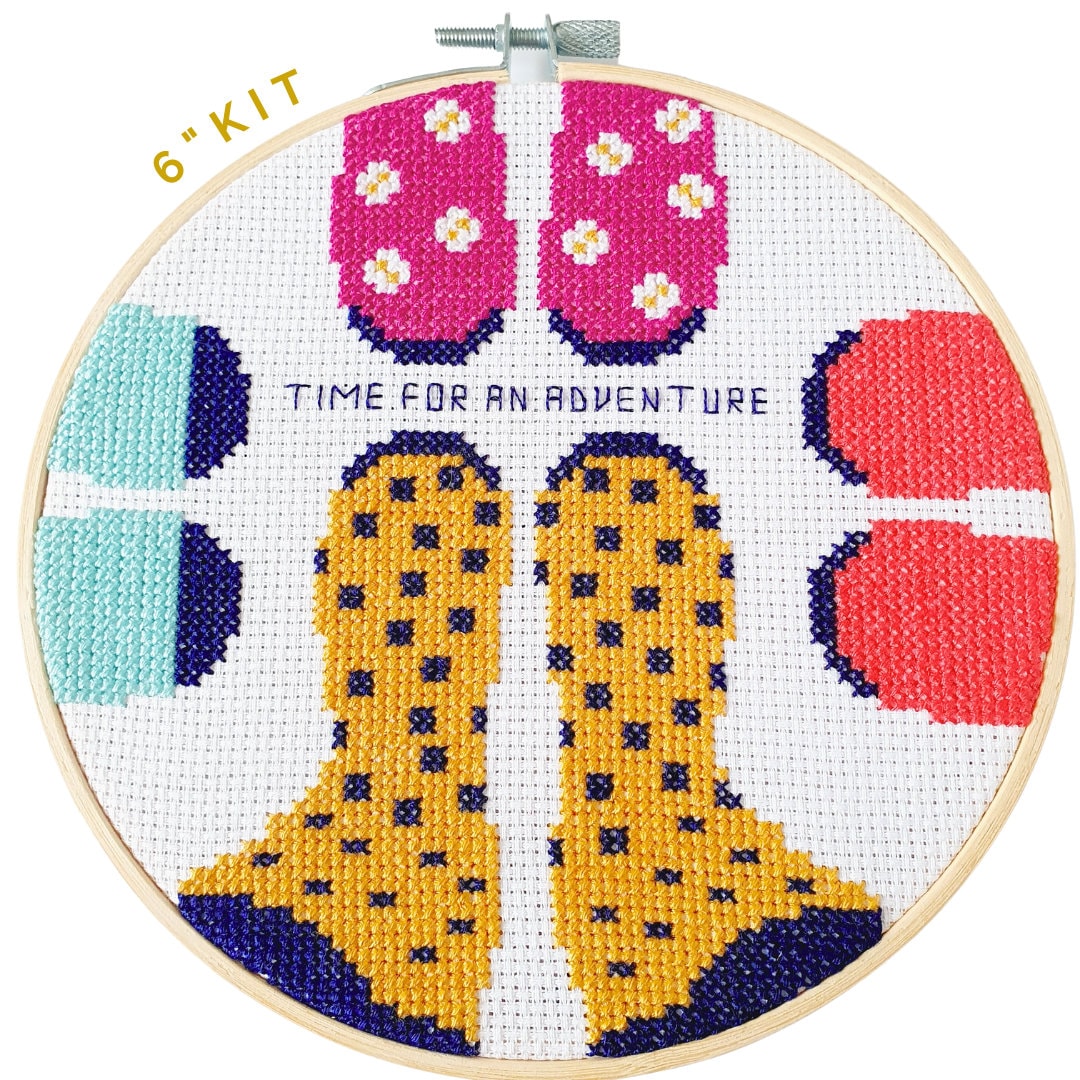 Wellies 6" Cross Stitch Kit - Beginners Cross Stitch - Textile Art ...