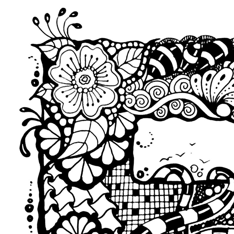 Zentangle Letter E , High Resolution Downloadable Zentangle Art ...