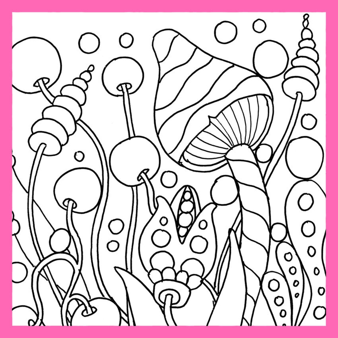 Zentangle Mushroom, Flower and Landscape Coloring Page Educational and ...