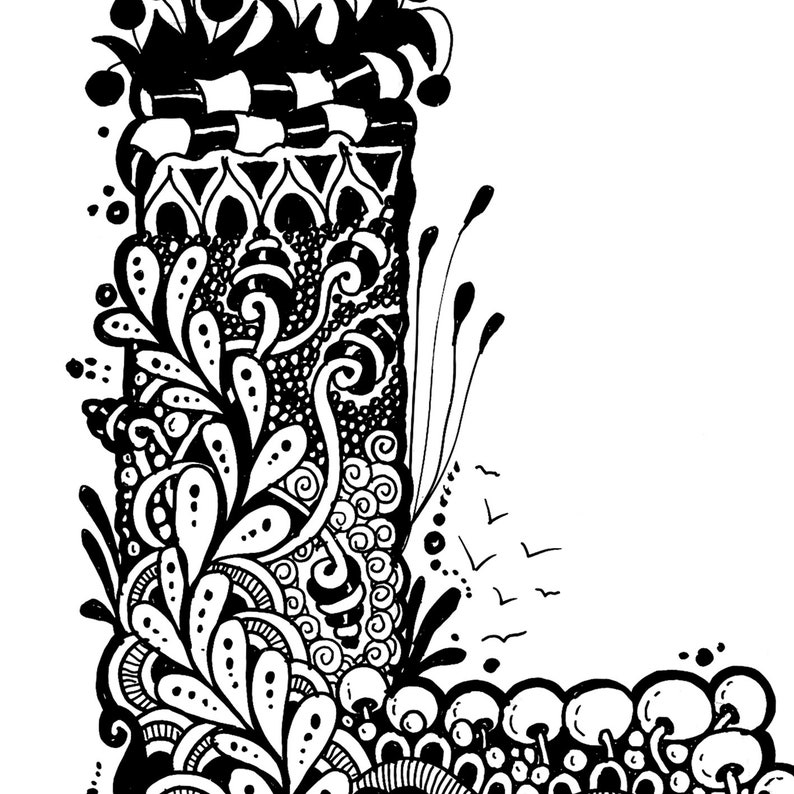 Zentangle Letter L, Zentangle Alphabet Letter L, Digital Letter L Jpg ...