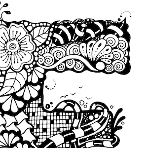 Zentangle Letter E , High Resolution Downloadable Zentangle Art ...