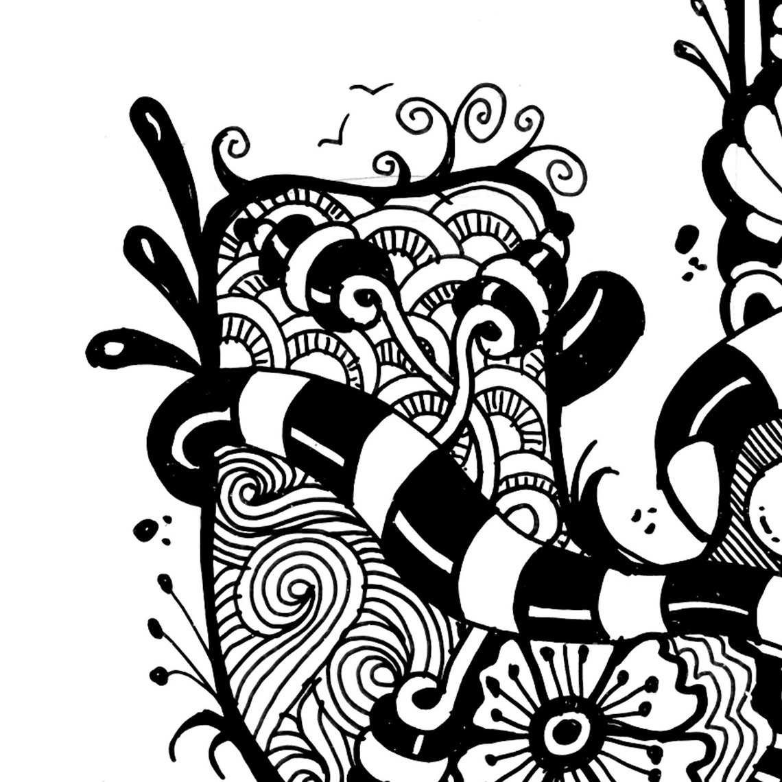 Zentangle Letter J Art: High-resolution Digital Download (JPG, PDF, PNG ...
