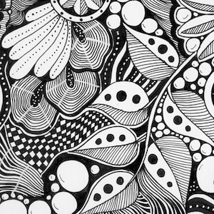 Original Handmade Black & White Zentangle Drawing on Paper | Unique Art ...
