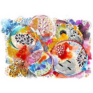 ORIGINAL | Decorative Watercolor Zentangle Art by Hu Art – Original ...