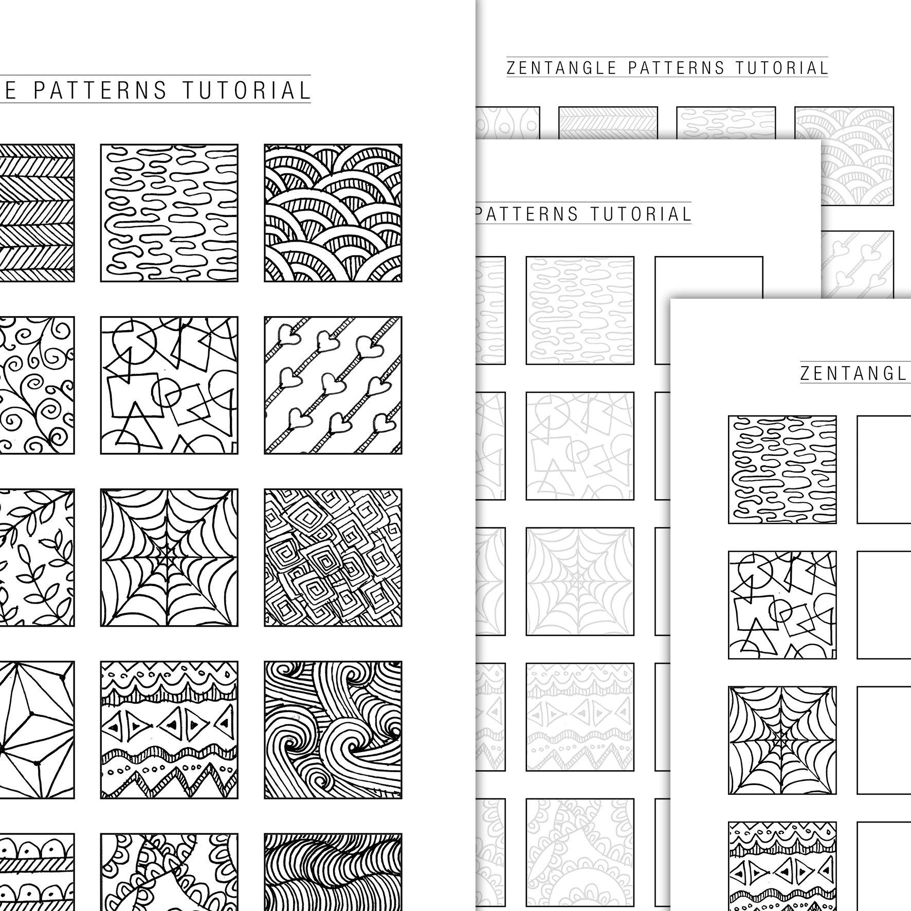 Basic Zentangle Pattern Templates Practice and Zentangle - Etsy UK