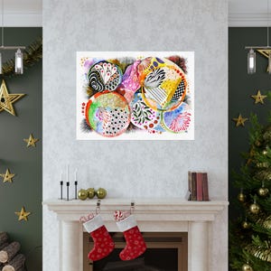 Colorful Zentangle Art Print, Matte Horizontal Poster for Home Decor ...