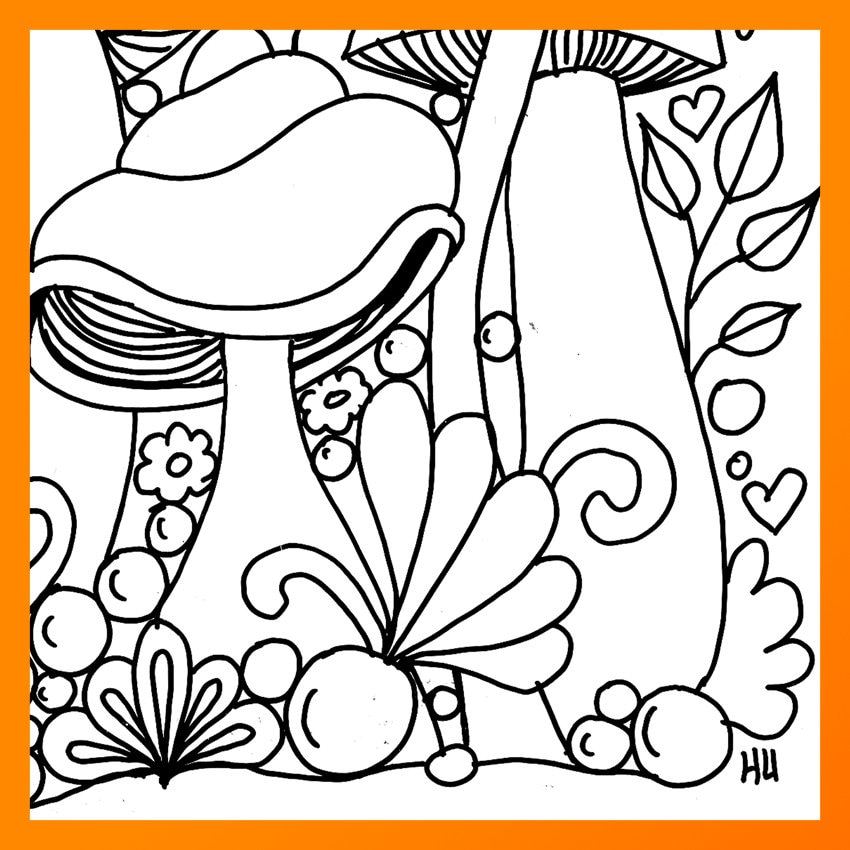 Original Zentangle Mushroom Coloring Page in Zen Style Color - Etsy
