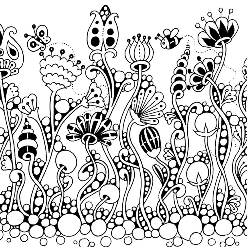 Relaxing Tangle Flowers Themed Adult Coloring Page - Specially Designed ...