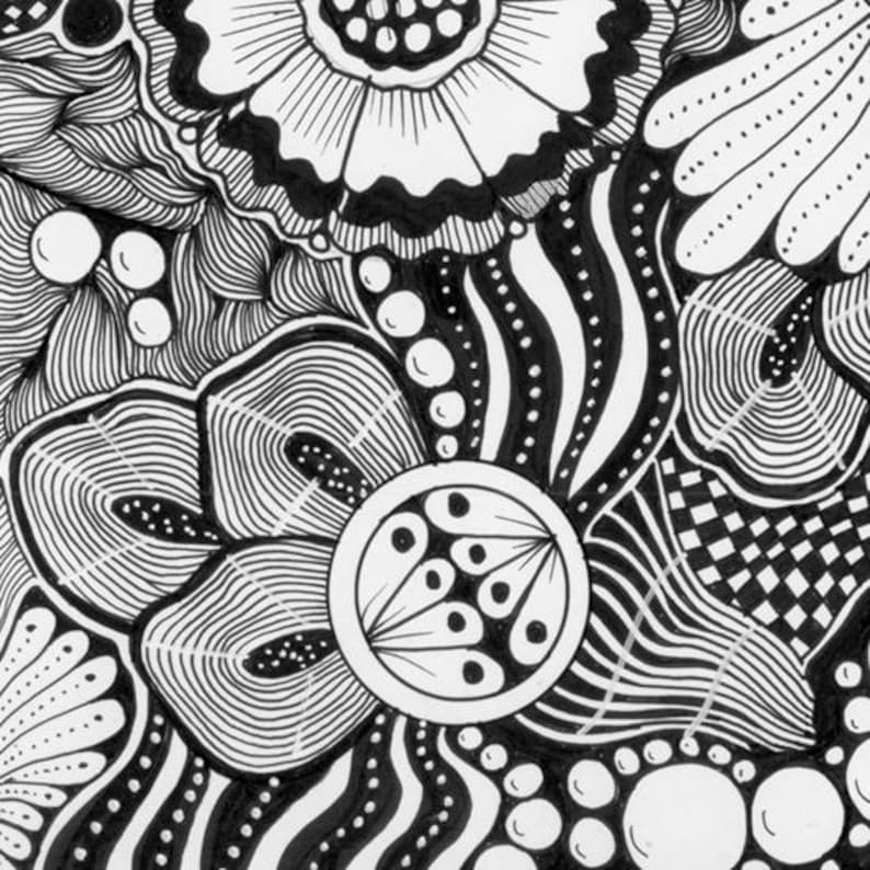 Original Handmade Black & White Zentangle Drawing on Paper | Unique Art ...