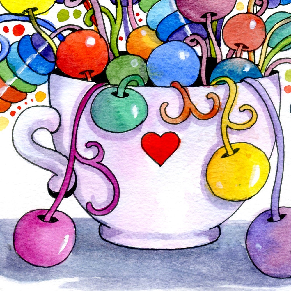 Colorful Watercolor Tangle Art Print: Whimsical Home Decor (digital ...