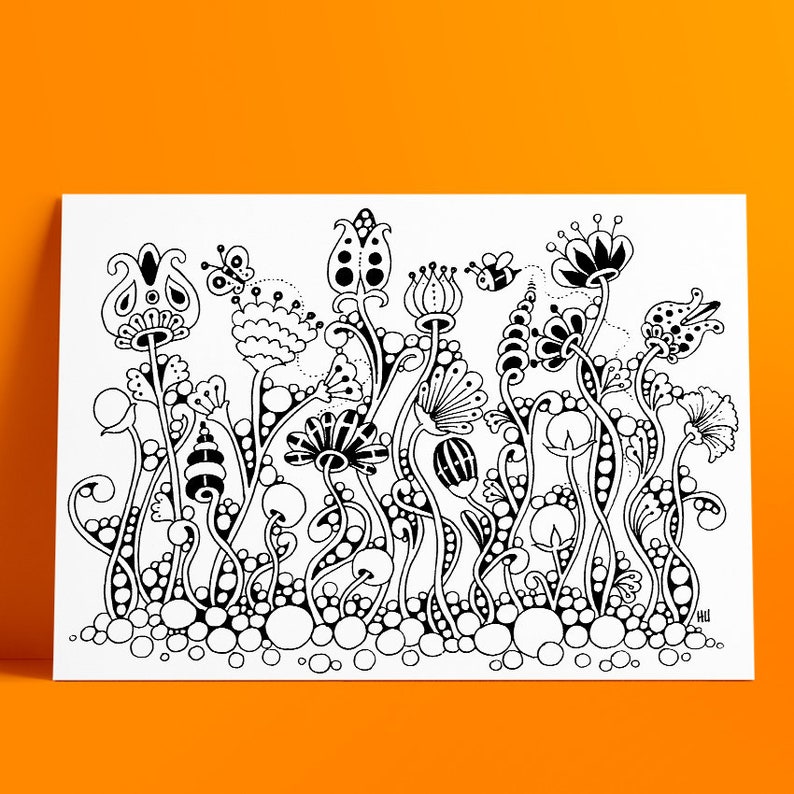 Relaxing Tangle Flowers Themed Adult Coloring Page - Specially Designed ...