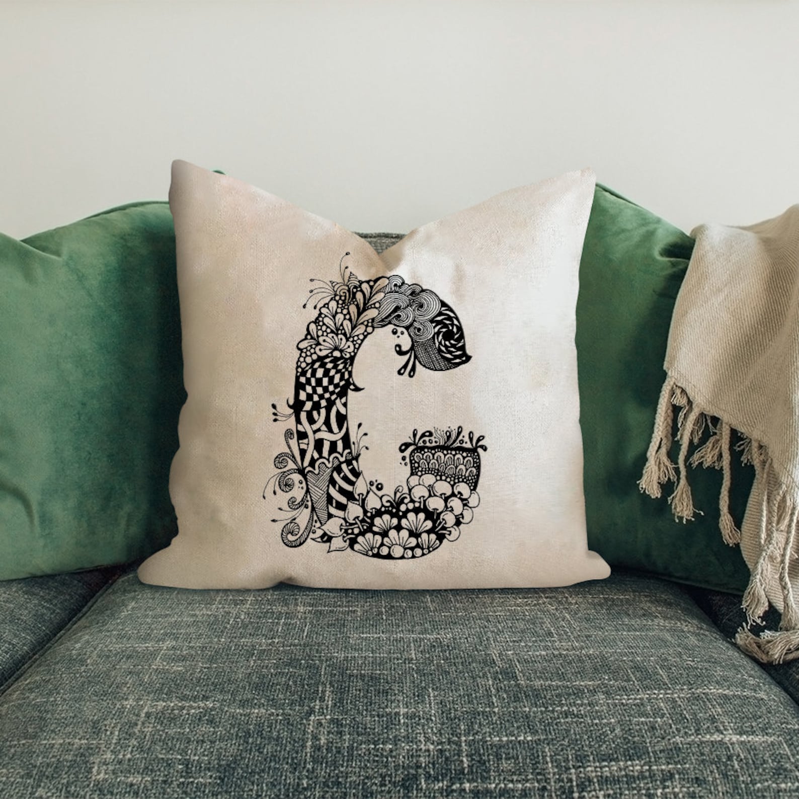 Downloadable Zentangle Letter C Pattern in Zen Style Relaxing Coloring ...