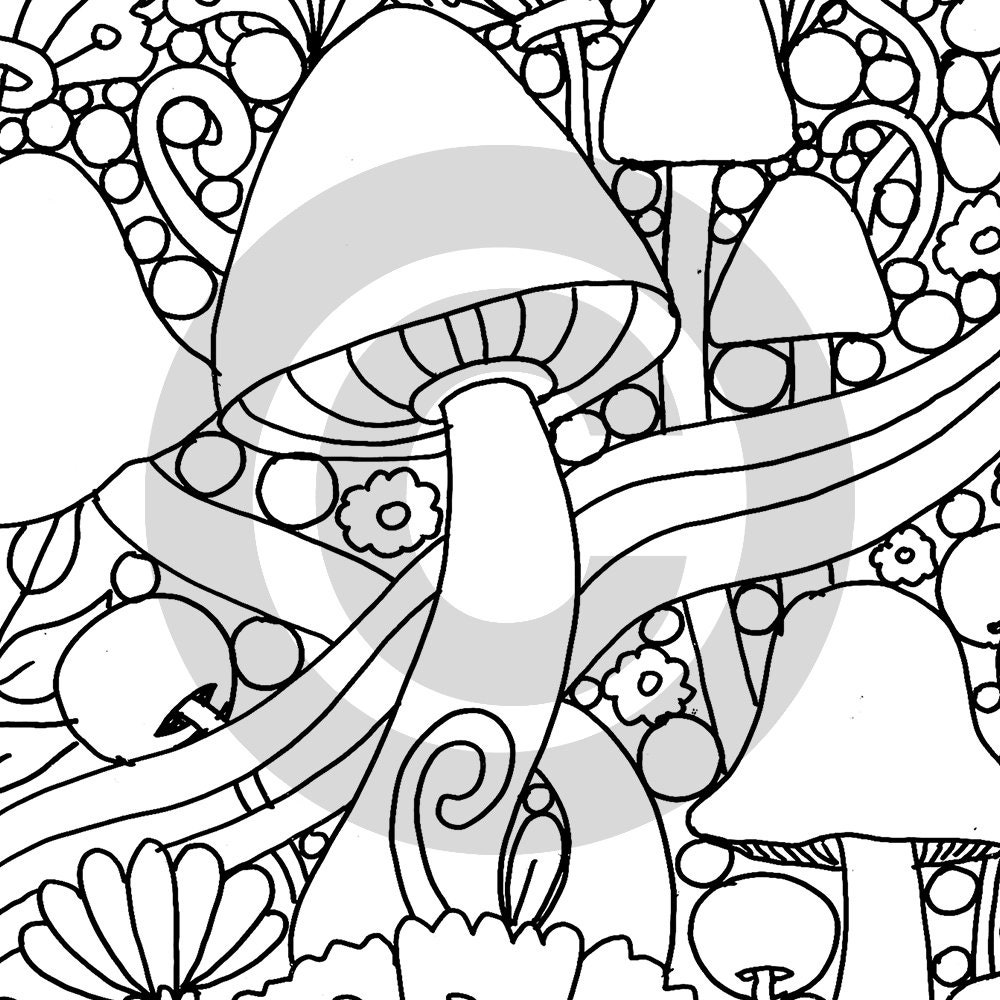 Mushroom Zentangle Drawing Printable Adult Coloring Page , Zentangle ...