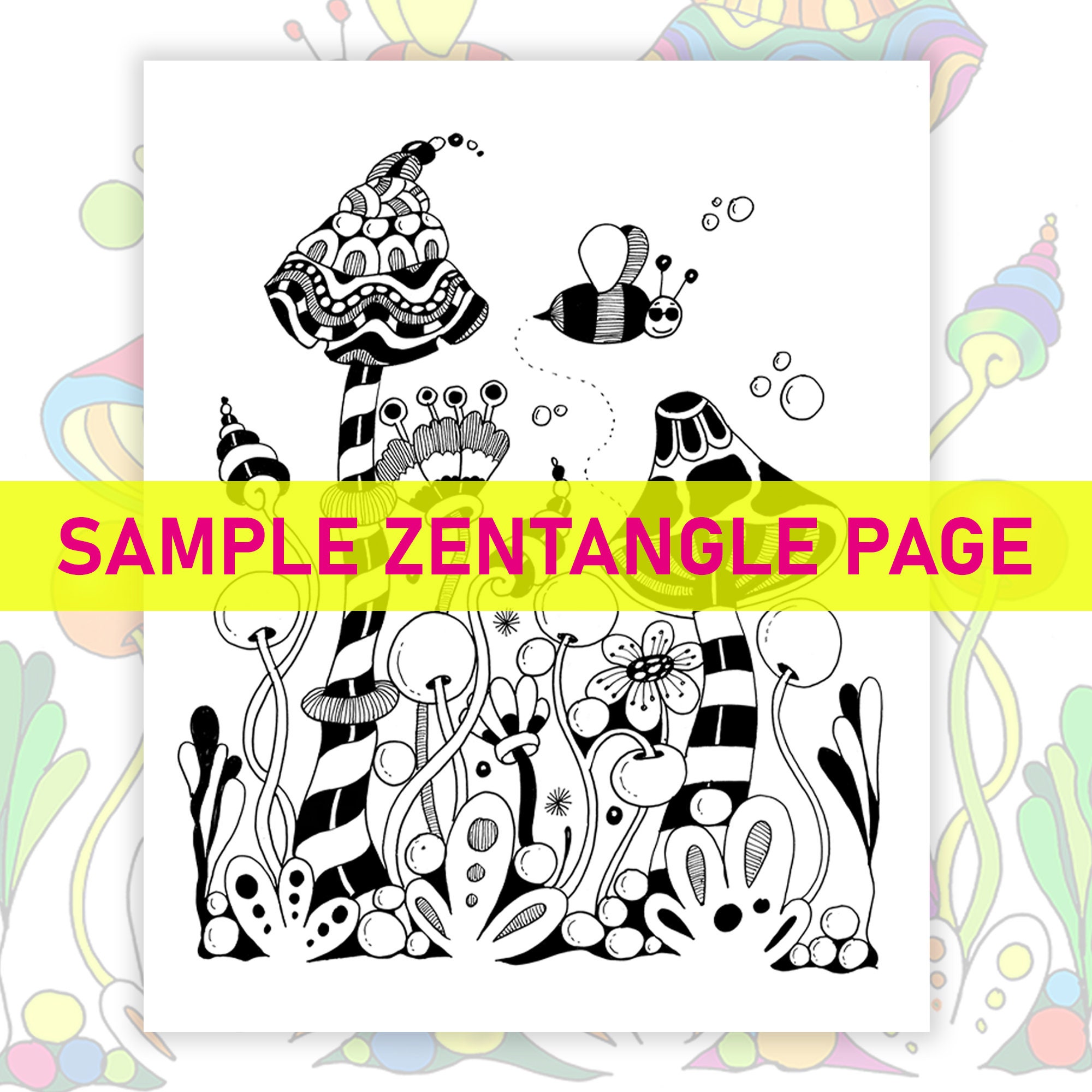 Zentangle Mushroom Drawing Practice Sheets , Zentangle Drawing ...