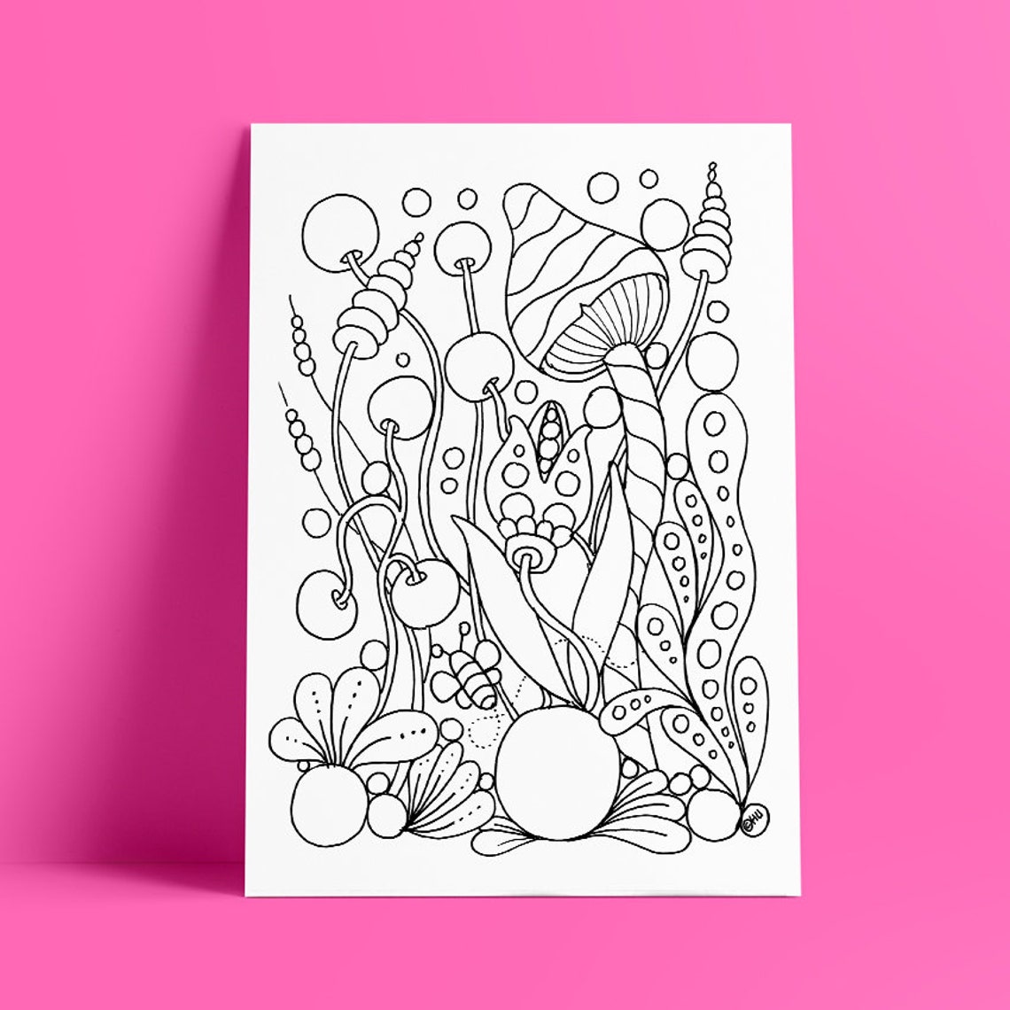 Zentangle Mushroom, Flower and Landscape Coloring Page Educational and ...
