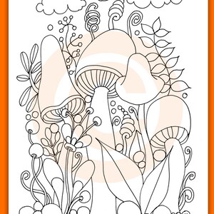 Mushroom Zentangle Template: Printable Coloring Page (digital Download ...