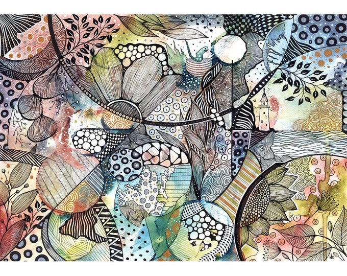 Original Watercolor Zentangle Art: Hand-drawn A4 Artwork - Etsy Canada