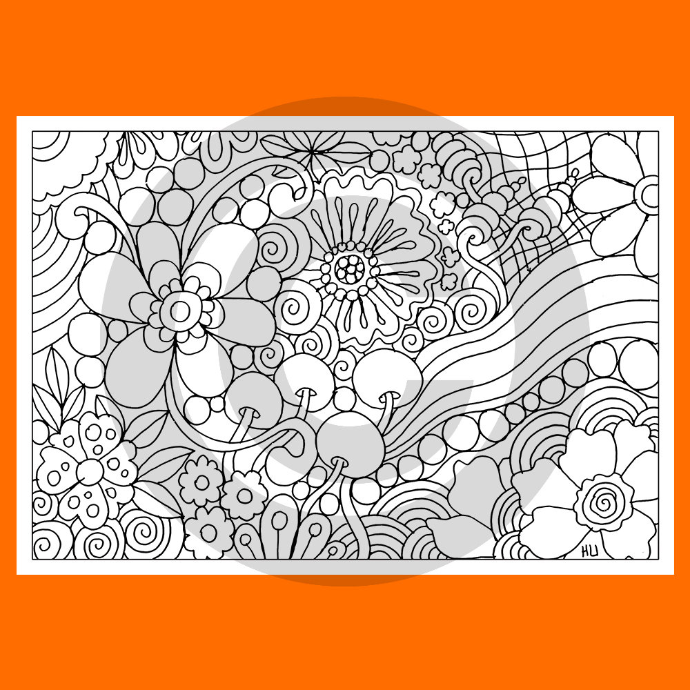 Abstract Zentangle Flowers Printable Adult Coloring Page - Etsy