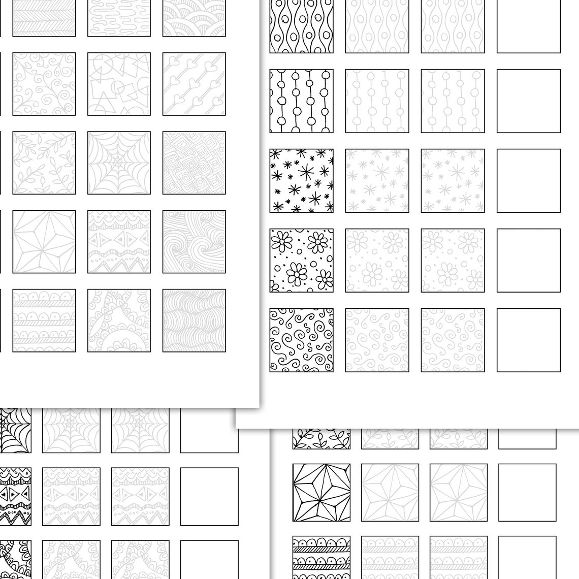 Basic Zentangle Pattern Templates Practice and Zentangle - Etsy UK