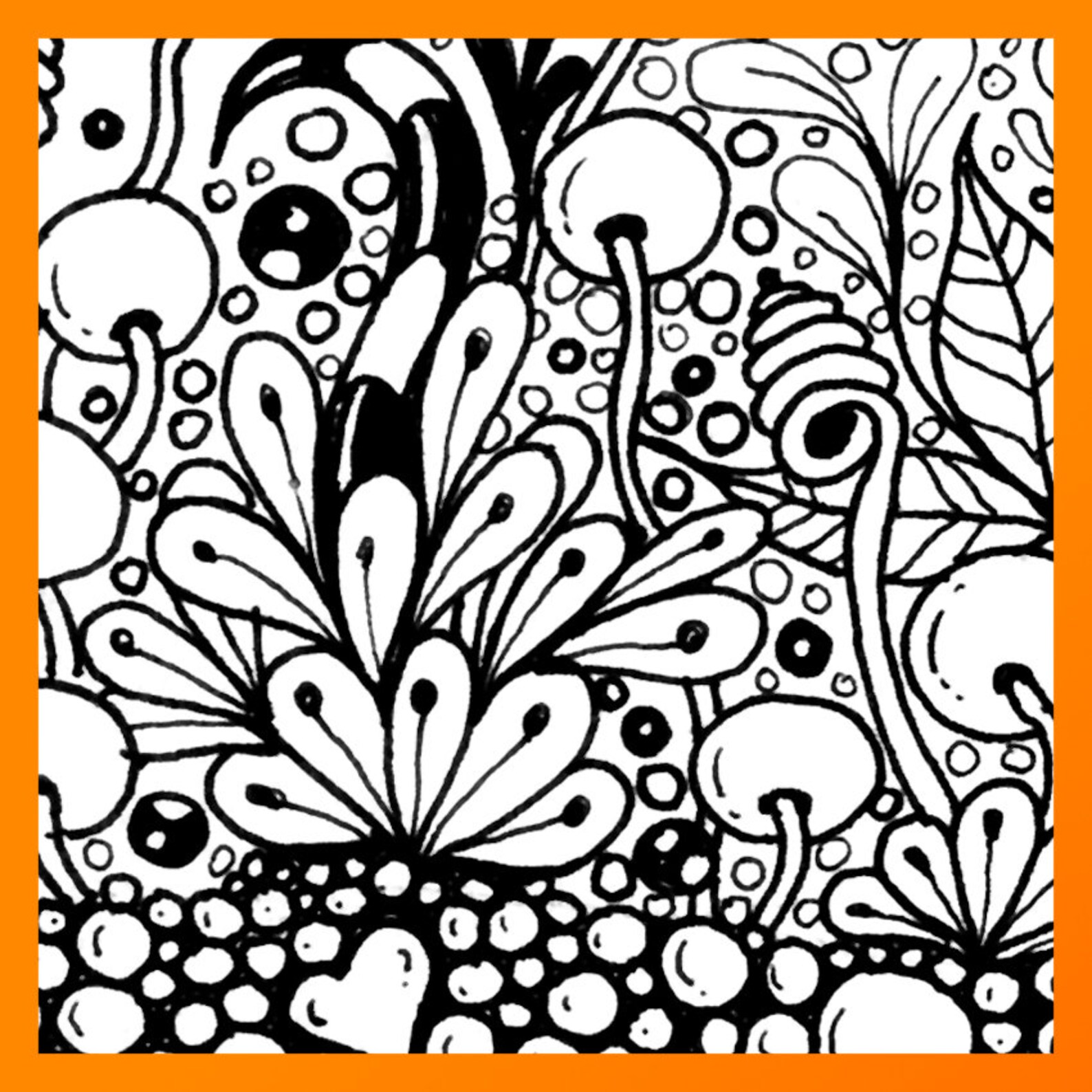 Zentangle Coloring Page: Flowers, Bubbles in Bell Jar (digital Download ...