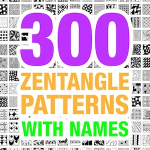 300 Zentangle Patterns | Beginner Template Set | Printable Art ...