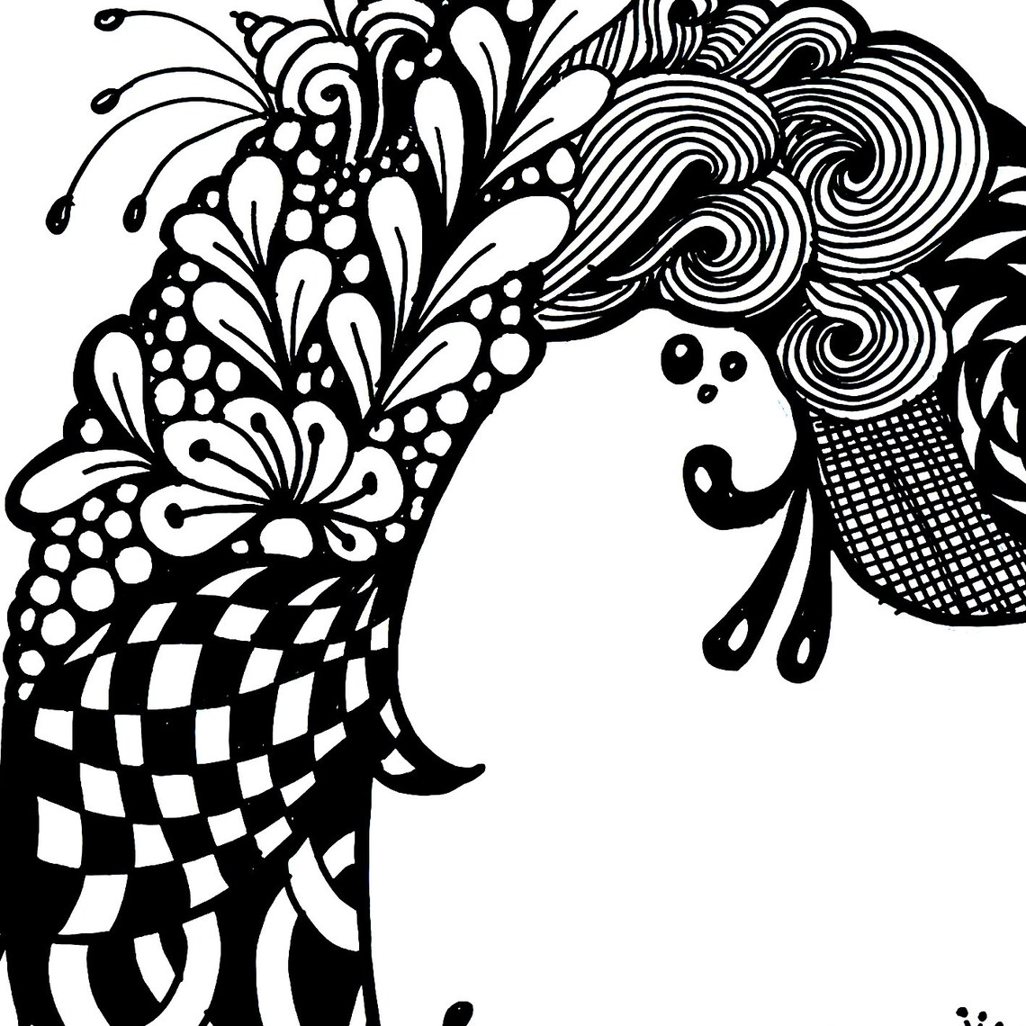 Downloadable Zentangle Letter C Pattern in Zen Style Relaxing Coloring ...