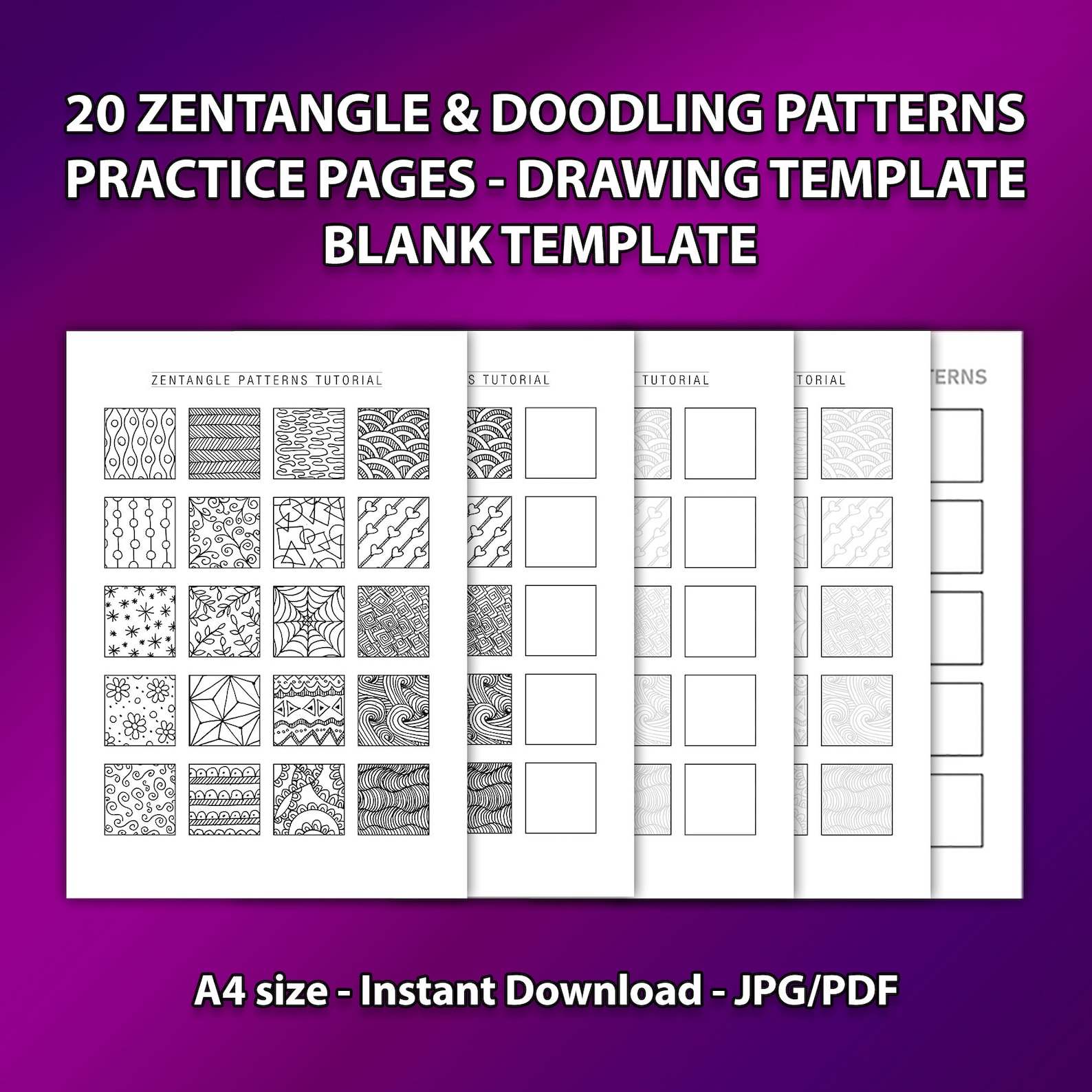 Basic Zentangle Pattern Templates, Practice and Zentangle Training ...