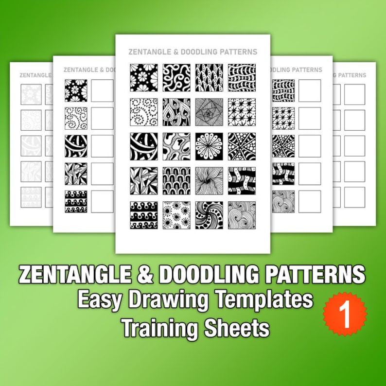 Zentangle Pattern Templates: Doodling and Mandala Art (PDF) - Etsy