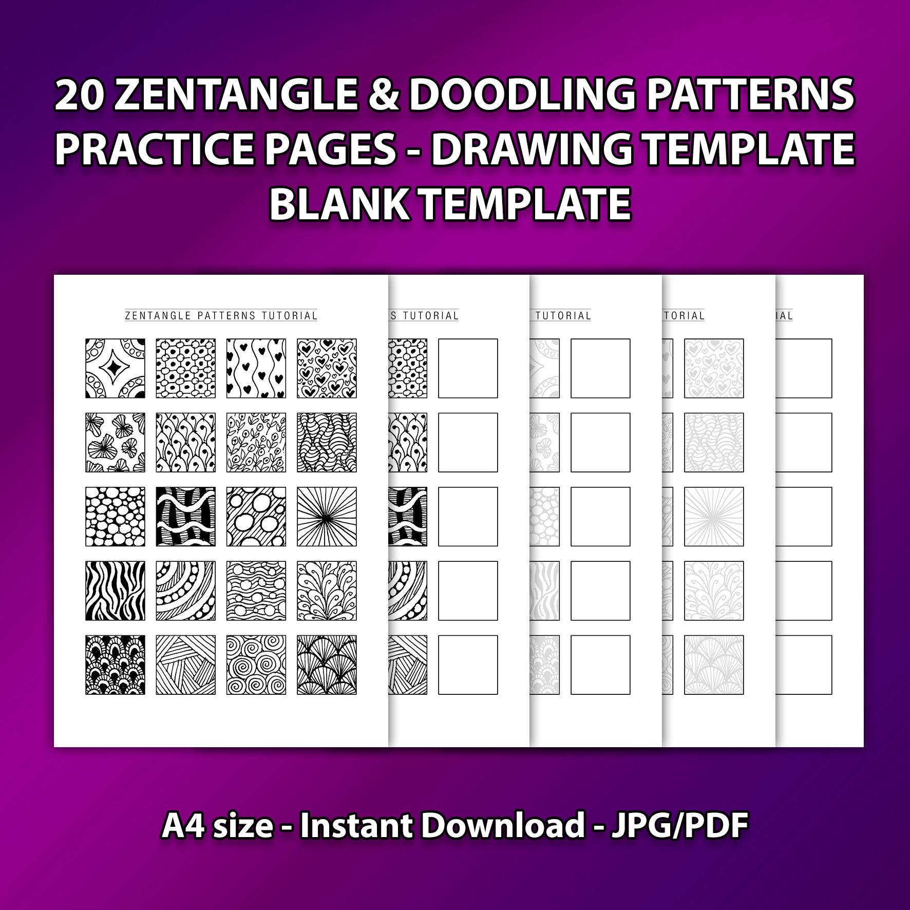Zentangle Training Sheets for Beginners , Easy Zentangle Patterns ...