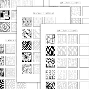100 Zentangle Patterns | Printable Templates Pack | Digital Art ...