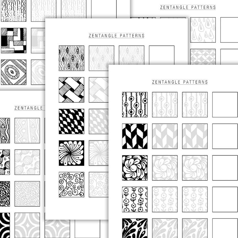 100 Zentangle Patterns Super Training Set , Zentangle Pattern Training ...